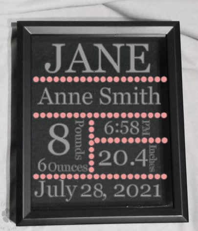 Birth Announcement Shadow Box – Erica's Custom Workshop